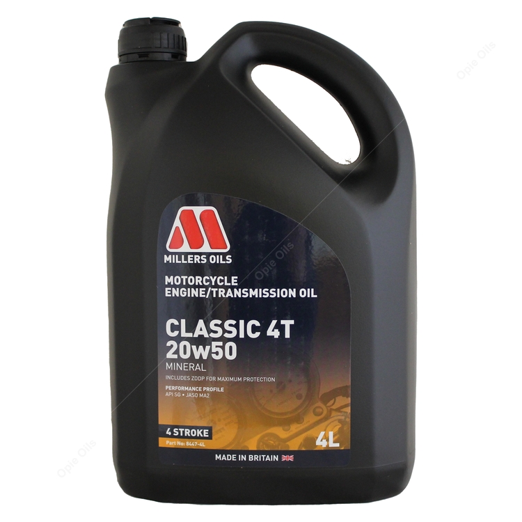 Millers Oils Classic 4T 20w-50 Mineral Four Stroke Motorcycle Engine Oil