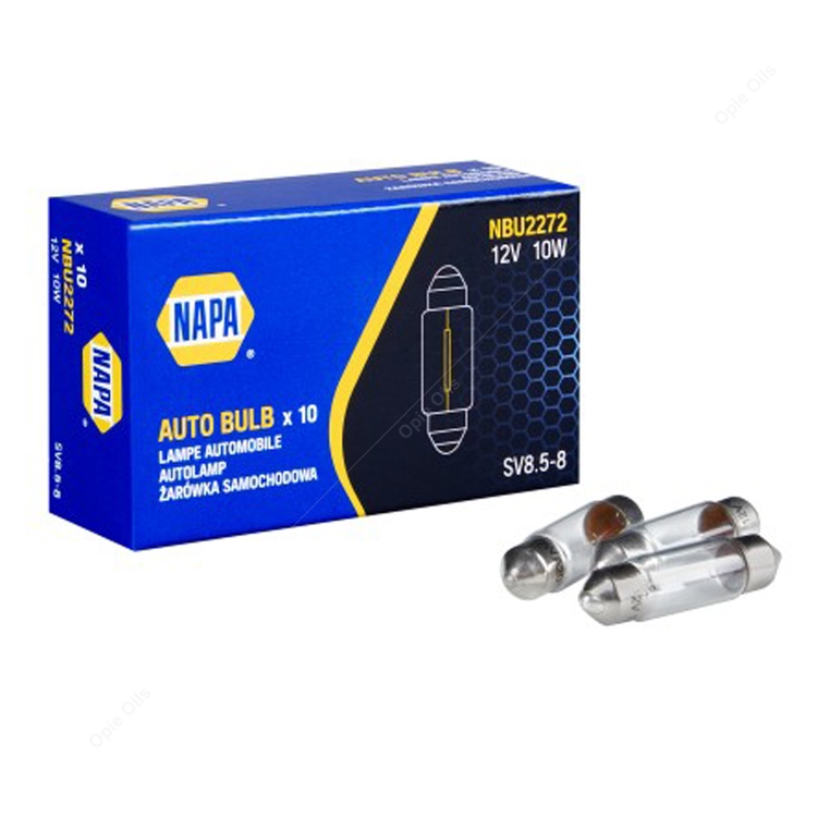 NAPA Auxiliary Festoon Halogen Bulb 12V 10W S8.5d 11 x 38 mm (NBU2272)